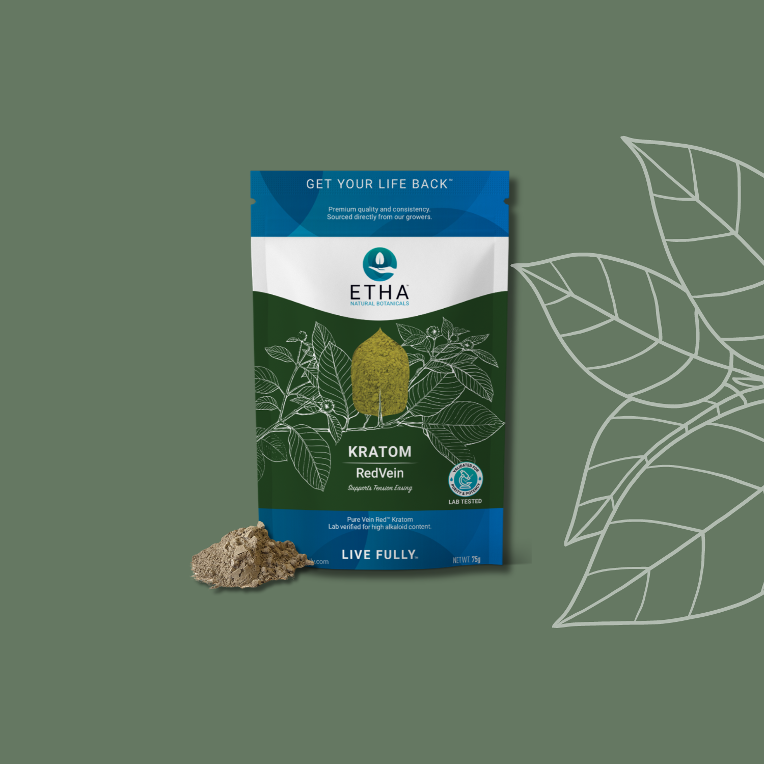 Red Pure Vein Kratom Powder - Rest – ETHA Natural Botanicals